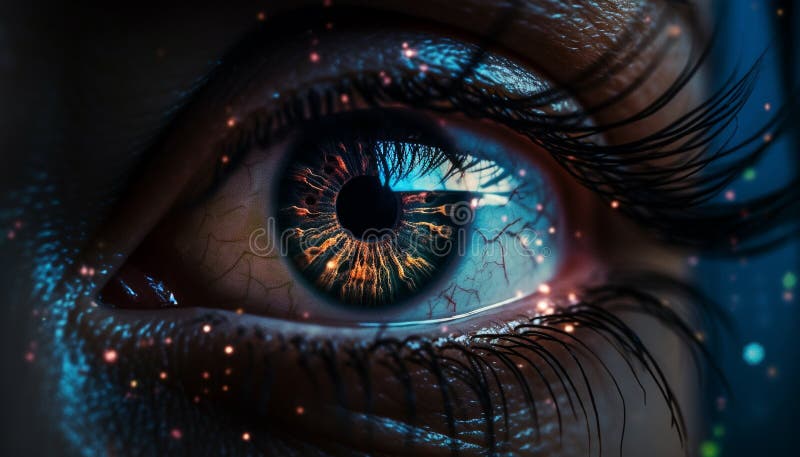 Abstract Portrait of a Glowing Eye Staring into the Future Generated by ...