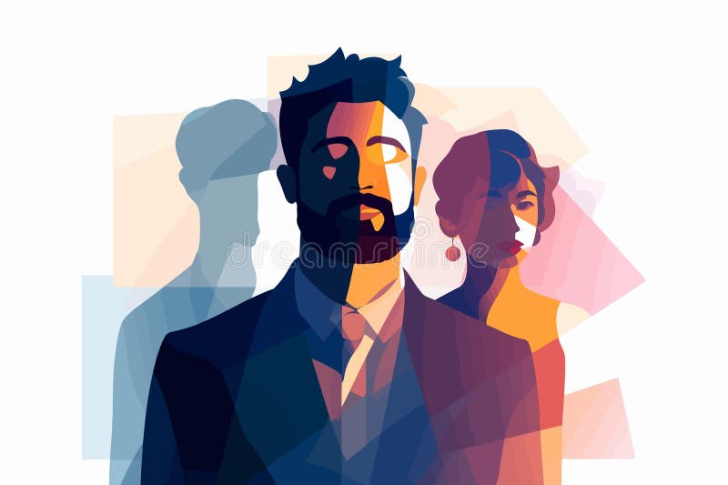 Abstract Portrait of Man in Isolated Vector Style Illustration Stock ...