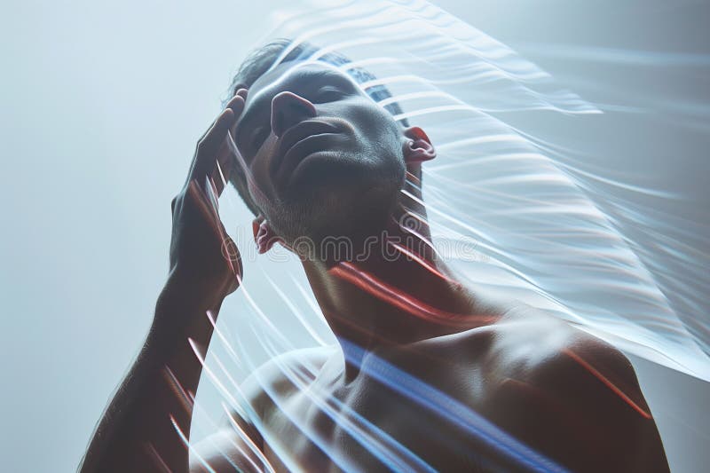 Abstract Portrait Man Neon Light Showcasing Technology. Dynamic Visual ...