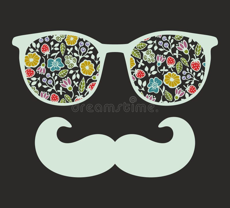 Abstract Portrait of Man in Sunglasses and with Moustache. Stock Vector ...