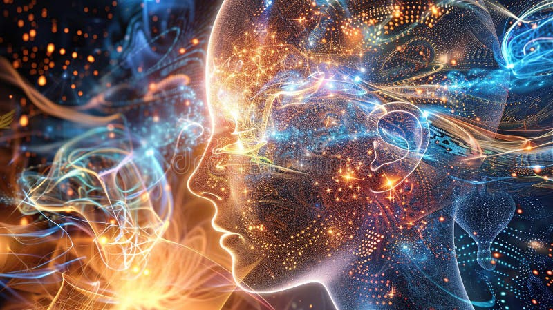 Abstract Portrait of a Mind, a Psychedelic Journey Stock Illustration ...