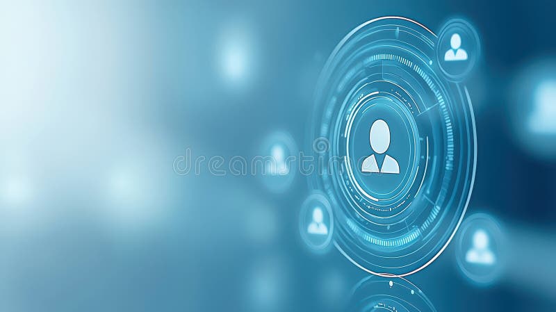 Abstract Portrait, Person in a Circle on Blue Background. Minimalist ...