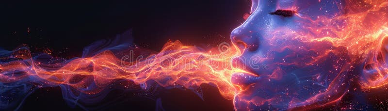 Abstract Portrait of a Person with Energy Radiating from Their Face ...