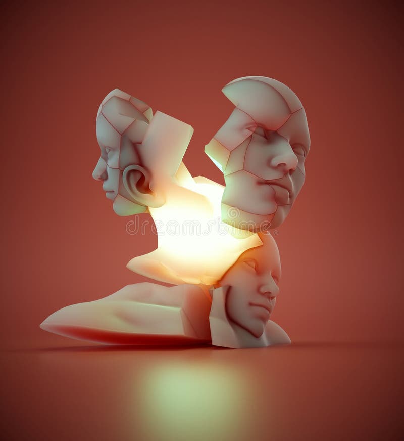 Abstract Portrait with Three Different Faces Stock Illustration ...