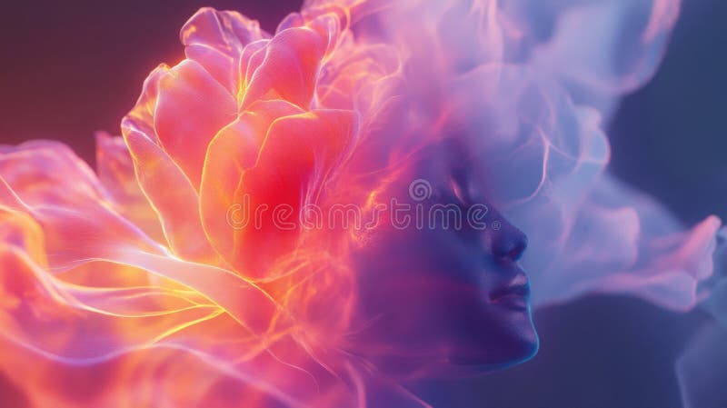 Abstract Portrait of Woman Emerging from Fire and Smoke Stock ...