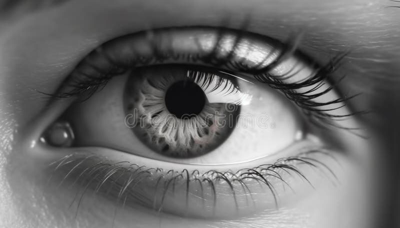 Abstract Portrait of Young Adult Staring with One Blue Eye Generated by ...