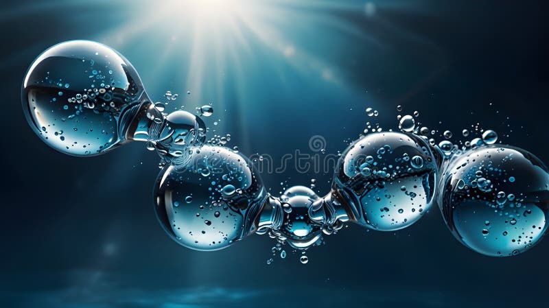 An Abstract Portrayal of Water and Oxygen Molecules Stock Illustration ...