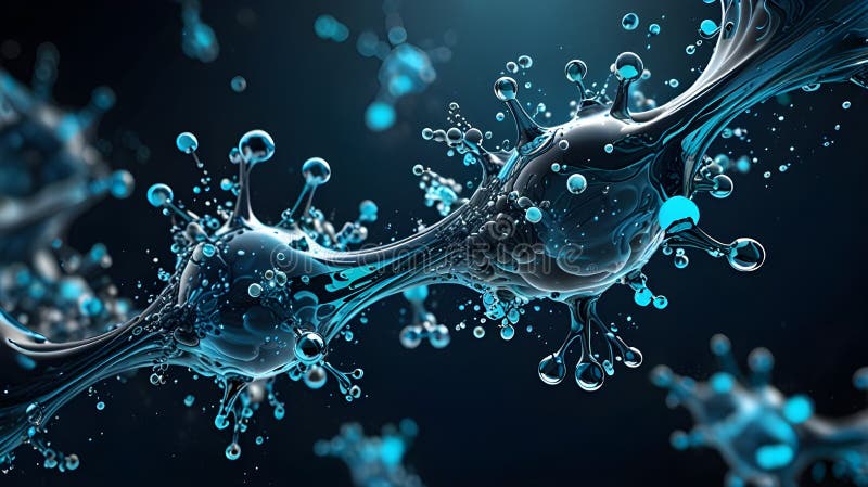 An Abstract Portrayal of Water and Oxygen Molecules Stock Illustration ...