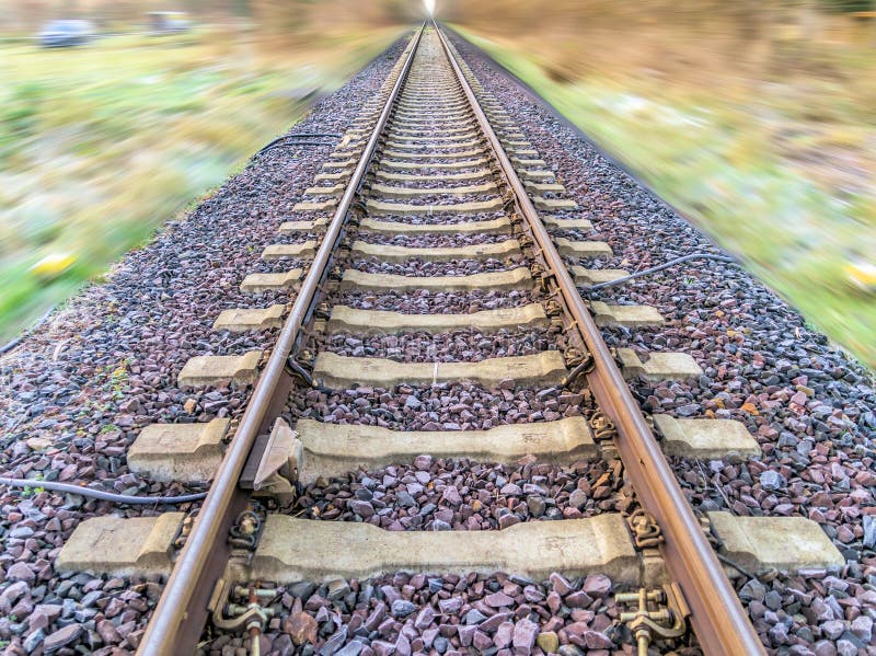 Abstract Post-processed Photograph of Railroad Tracks with Blurred ...
