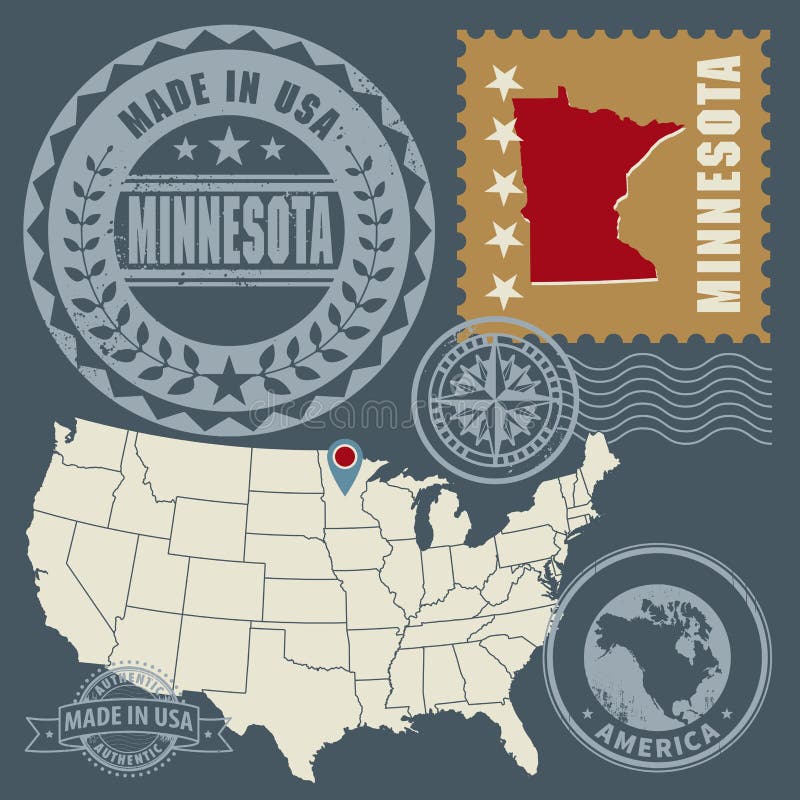 Stamp Set Name Map Minnesota Stock Illustrations – 4 Stamp Set Name Map ...