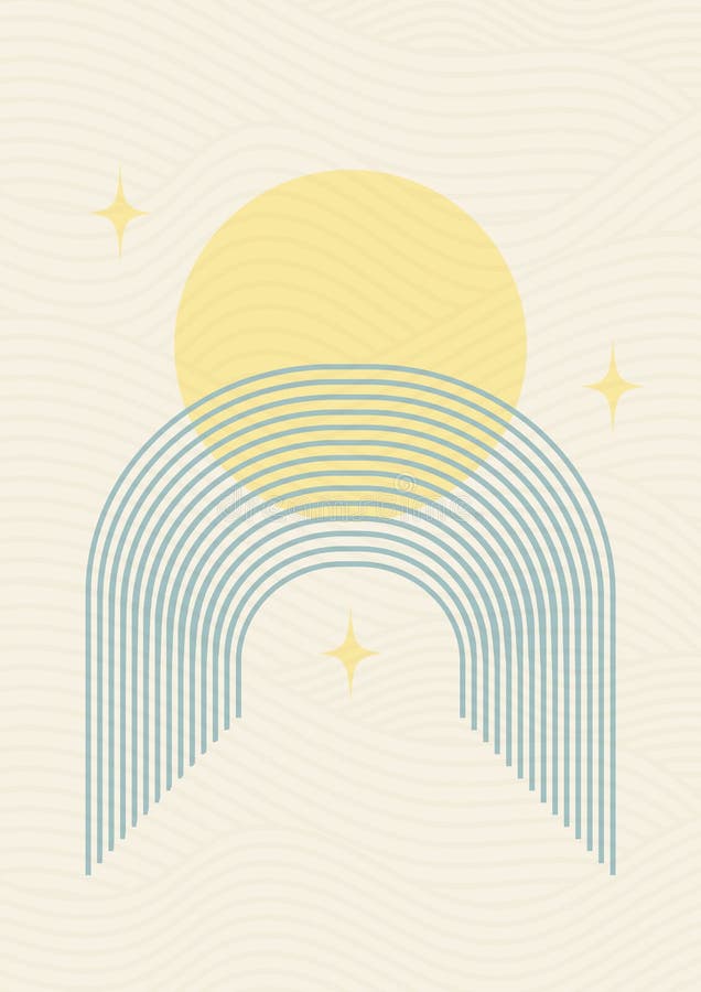 Abstract Art, Pot with Lines and Arch Poster Illustration. Stock Vector ...