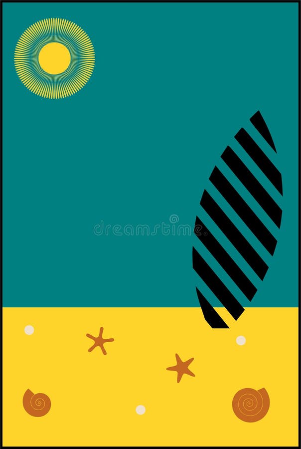 Summer Sandy Beach Poster Design, Creative Visual Modern Art Stock ...