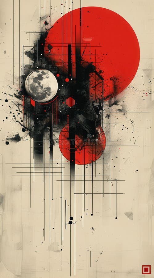 Abstract Poster Design with Geometric Shapes and Forms in Red, Black ...