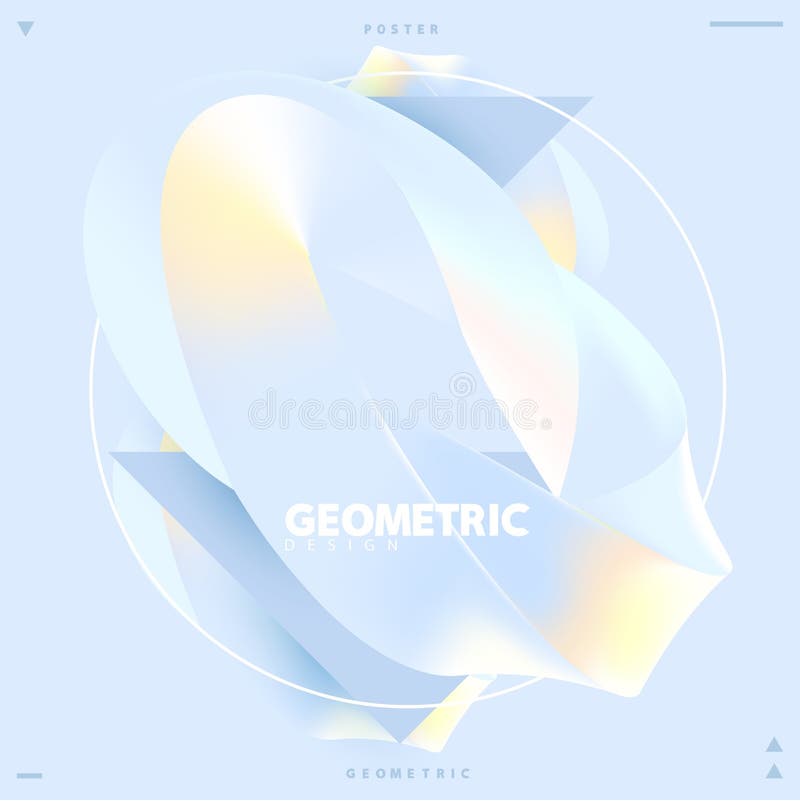 Abstract Poster Design with Iridescent 3D Geometric Shapes. Stock ...