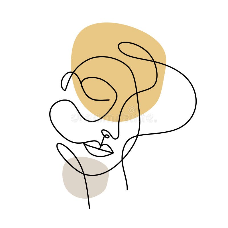 Abstract Poster With Minimal Woman Face With Happy Expression One Line