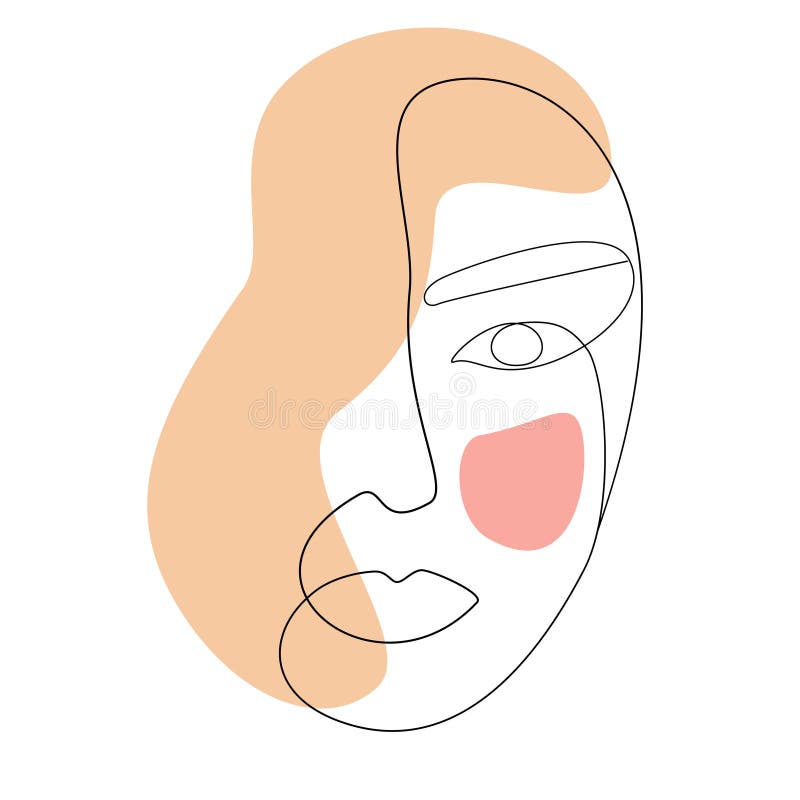 Abstract Poster With Minimal Woman Face One Line Drawing Style Fashion