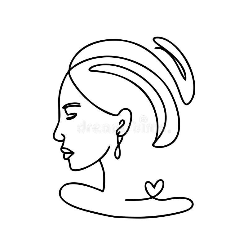 Abstract Poster With Minimal Woman Face One Line Drawing Style Lineart