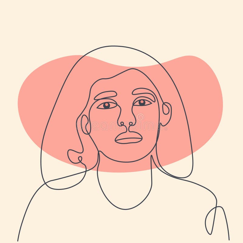 Abstract Poster With Minimal Woman Face One Line Drawing Style