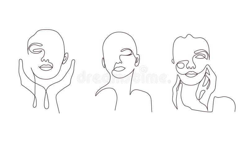 Abstract Poster With Minimal Woman Face Vector Stock Vector