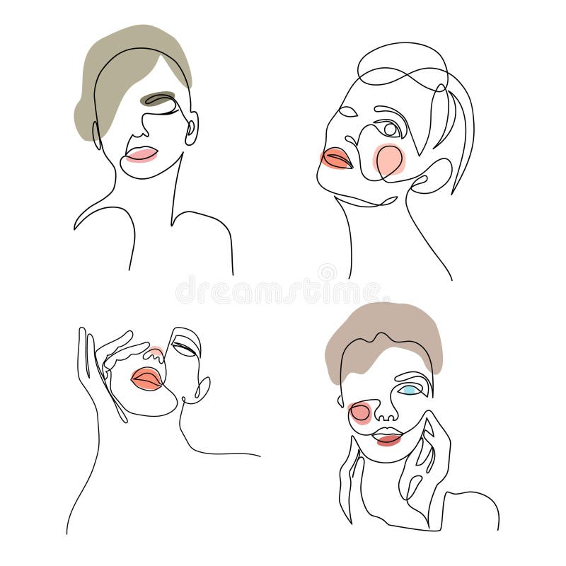 Abstract Poster With Minimal Woman Face Vector Stock Vector