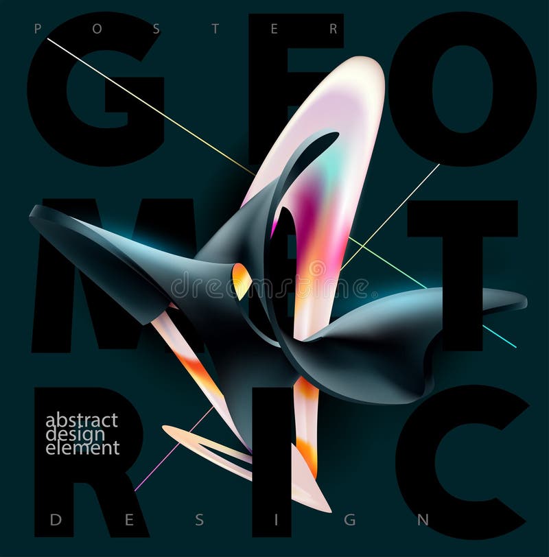 Abstract Poster Template with Fluid Twisted Geometric Shape Stock ...