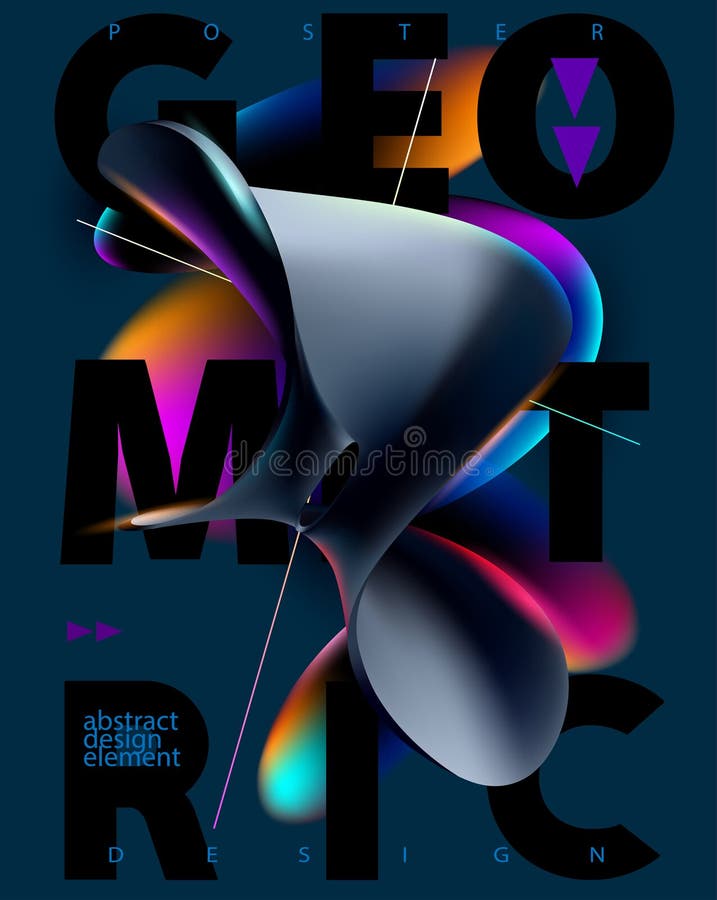 Abstract Poster Template with Fluid Twisted Geometric Shape Stock ...