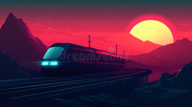 Abstract Poster Wallpaper Featuring a Hyper Bullet Train of the Future ...