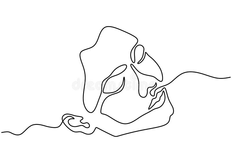 Abstract Poster Woman Face In One Continuous Line Drawing Style Beauty