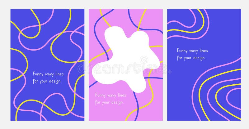 Abstract Posters with Curvy Line. Template with Scribble Squiggle and ...