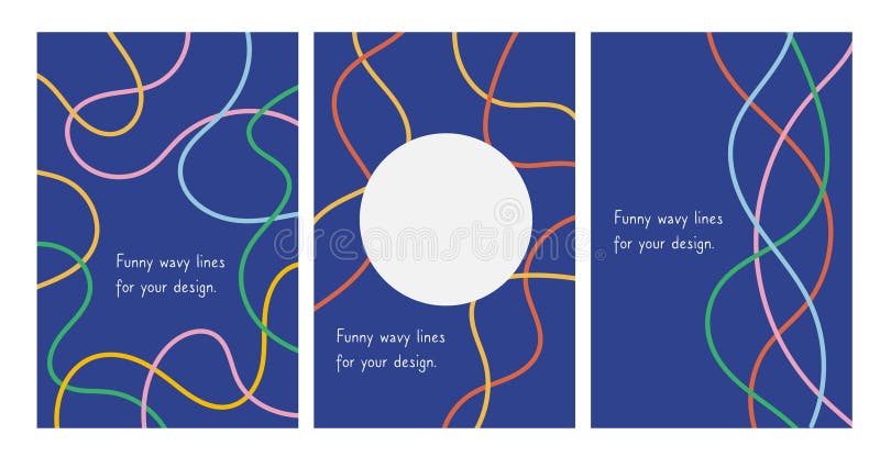 Abstract Posters with Curvy Line. Template with Scribble Squiggle and ...