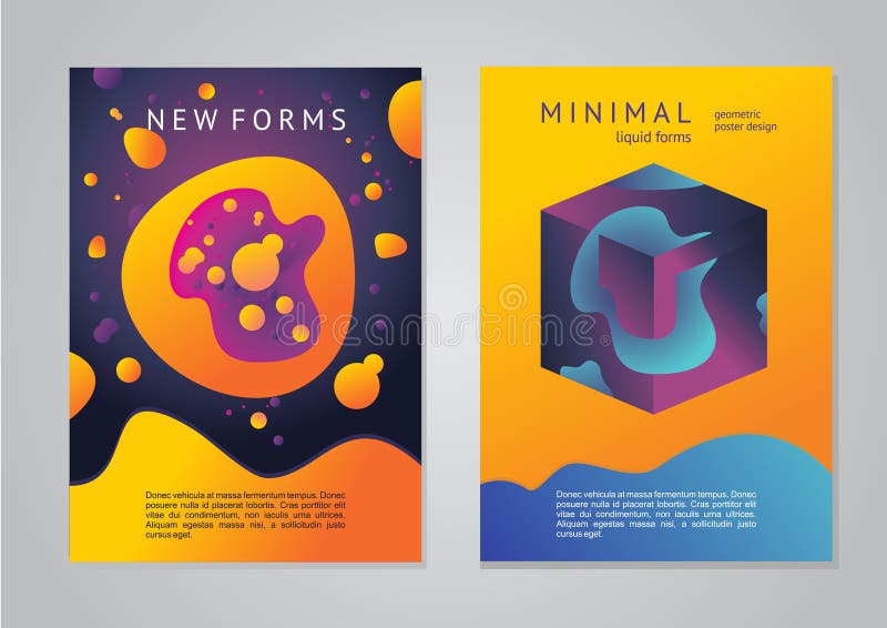 Abstract Posters with 3d Elements. Geometric Objects with Vibrant Color ...