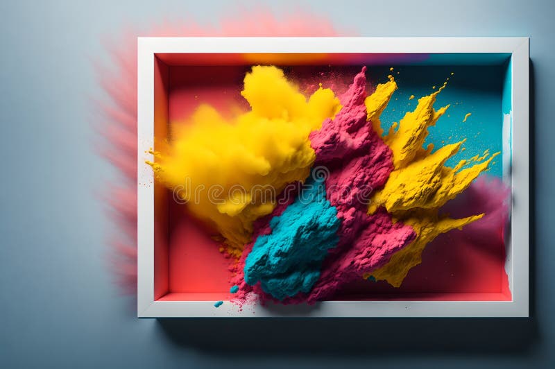 Abstract Powder White Frame Explosion Background with Splashes, for ...