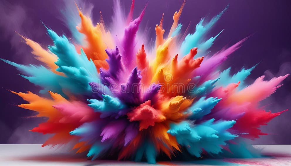 Abstract Powder Splatted Background. Colorful Powder Explosion on White ...