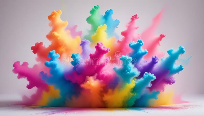 Abstract Powder Splatted Background. Colorful Powder Explosion on White ...