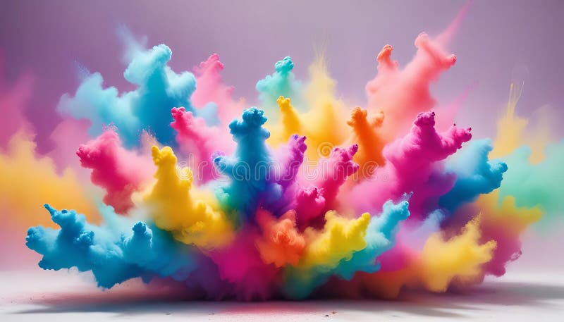 Abstract Powder Splatted Background. Colorful Powder Explosion on White ...
