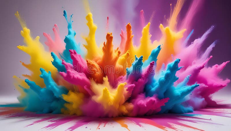 Abstract Powder Splatted Background. Colorful Powder Explosion on White ...