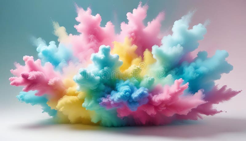 Abstract Powder Splatted Background. Colorful Powder Explosion on White ...