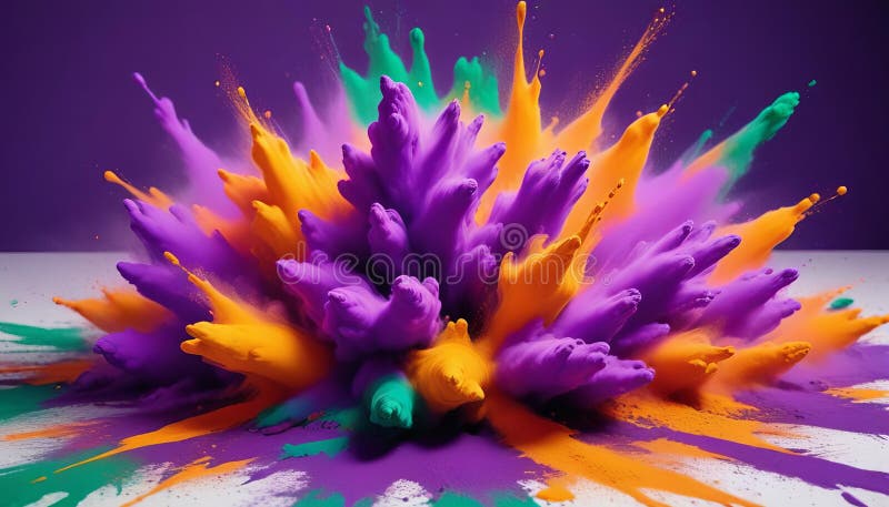 Abstract Powder Splatted Background. Colorful Powder Explosion on White ...