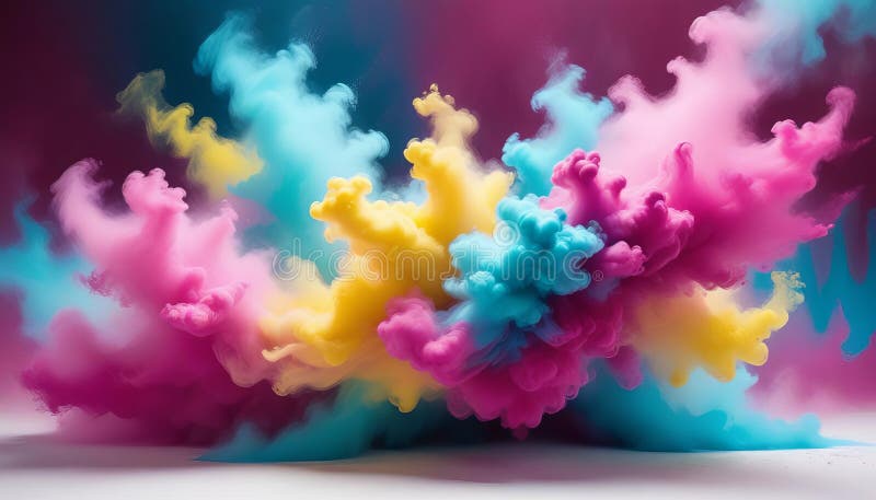 Abstract Powder Splatted Background. Colorful Powder Explosion on White ...