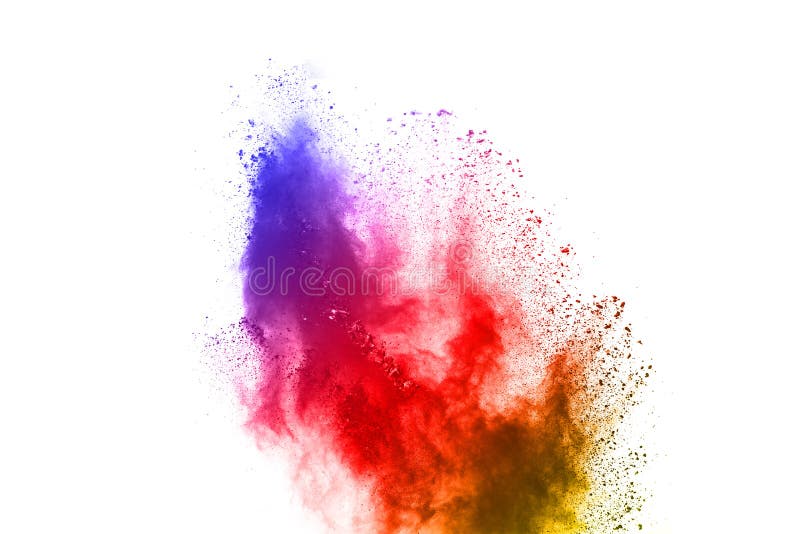 Abstract Powder Splatted Background. Colorful Powder Explosion on White ...