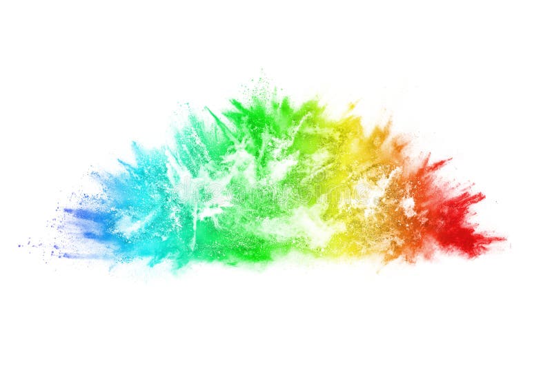 Colorful Powder Explosion on White Background. Stock Image - Image of ...