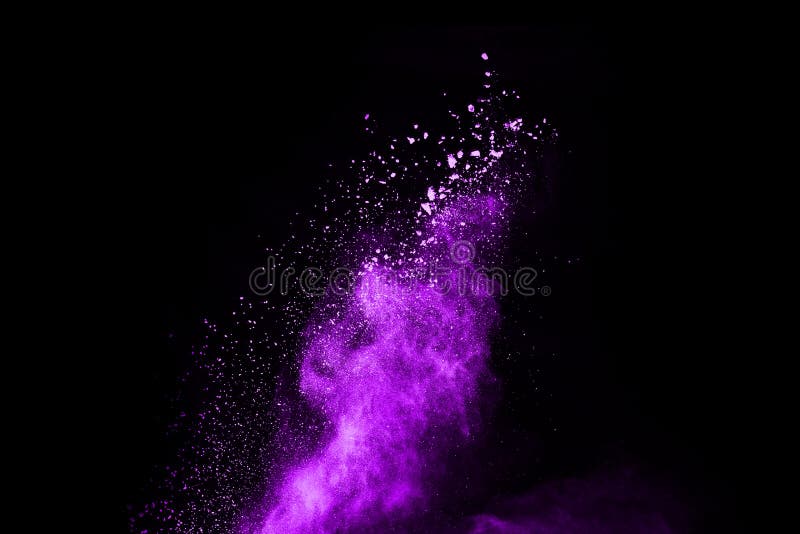 Purple Color Powder Explosion on Black Background. Stock Image - Image ...