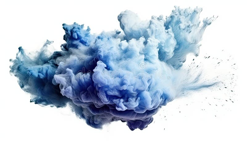 Abstract Powder Splatted on White Background. Medium Slate Blue Powder ...