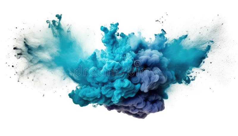 Abstract Powder Splatted on White Background. Medium Slate Blue Powder ...