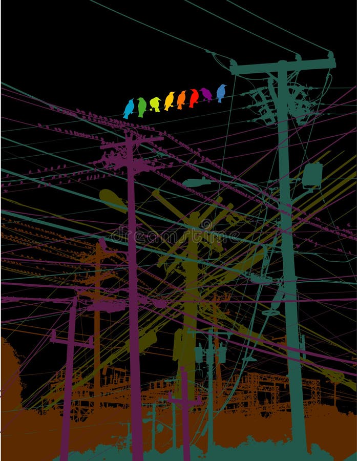 Electric wires stock vector. Illustration of pylon, electricity - 5533877