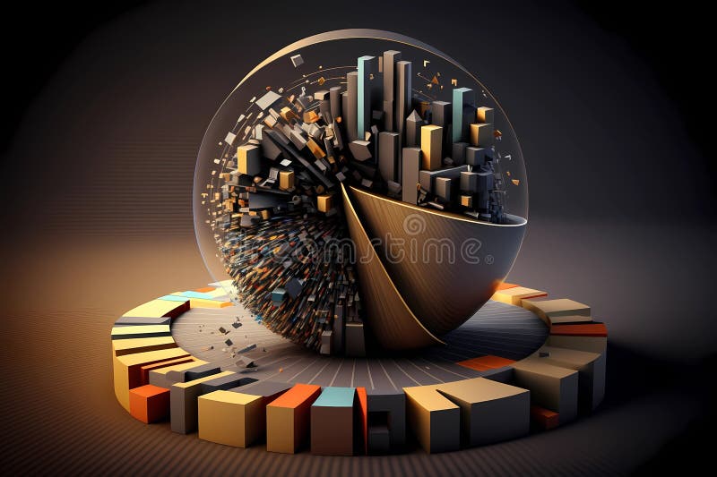 Abstract Presentation of Graph Chart Pie in 3D Geometric To Represent ...