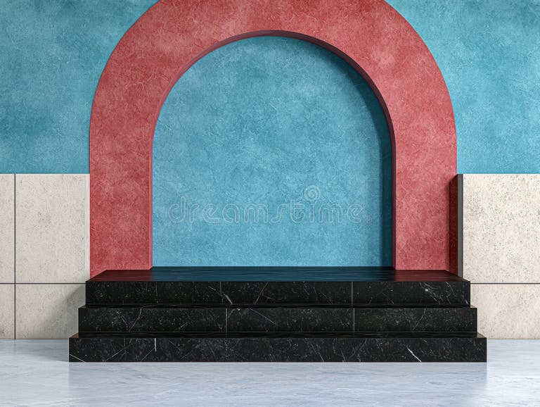 Abstract Presentation Stage with Arch, Platform and Steps. Stock ...