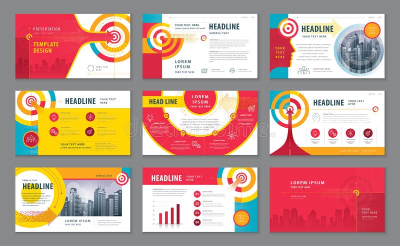 Abstract Presentation Templates Design Set, Colorful Abstract Arrow and ...