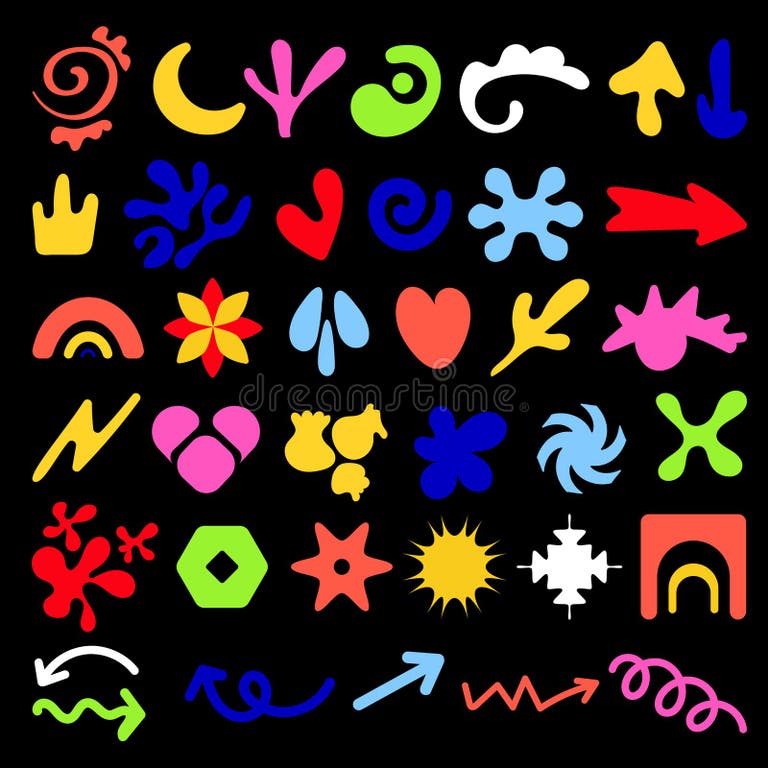 Abstract Primitive Elements Design Set. Simple Organic Shapes. Modern ...