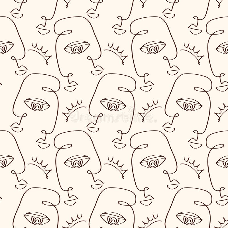 One Line Simple Face Pattern Stock Illustrations – 1,303 One Line ...